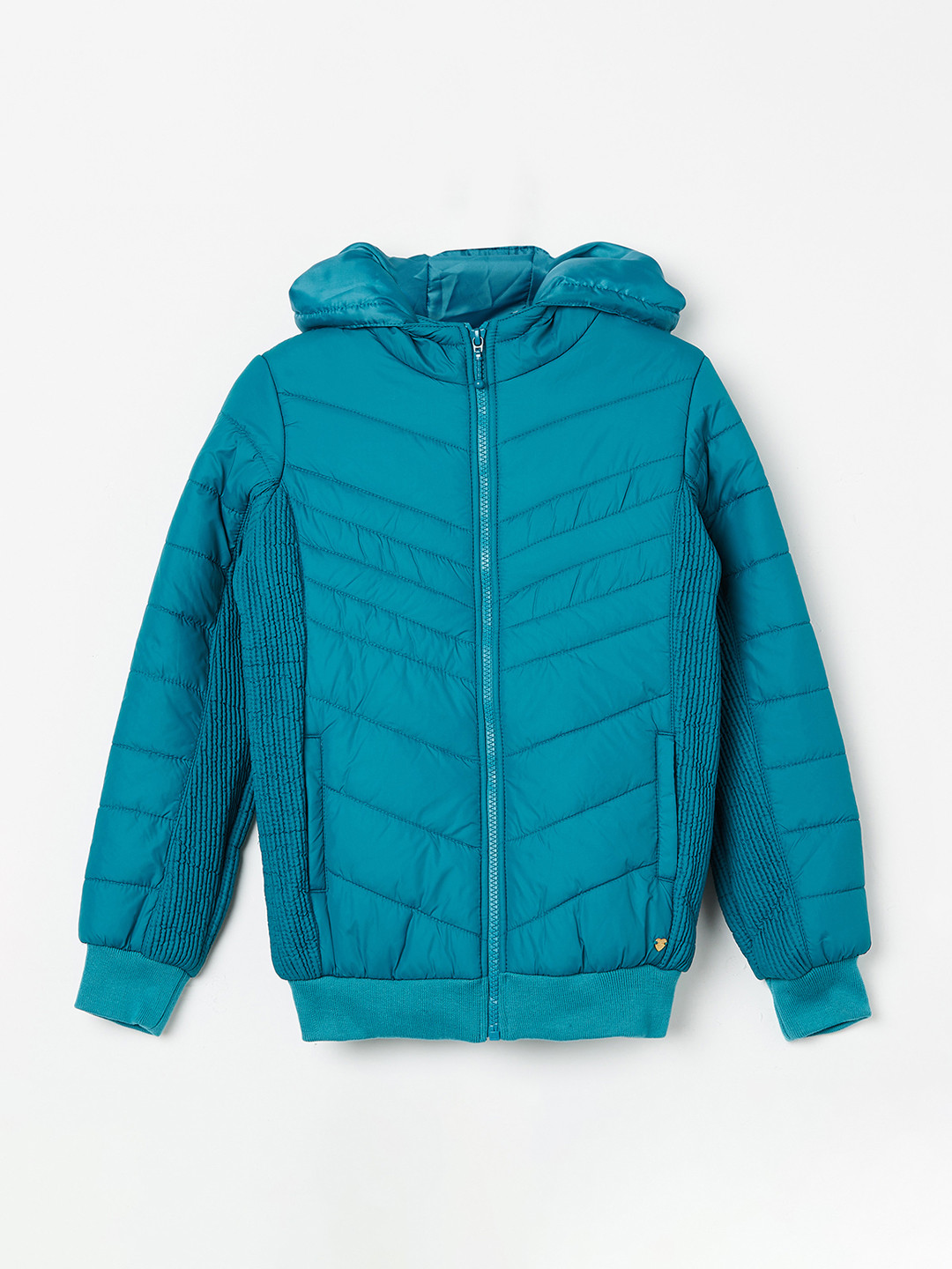 Buy Bossini Girls Teal Blue Solid Puffer Jacket - Jackets for Girls ...