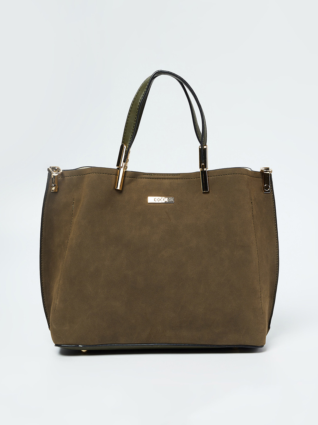 Buy CODE By Lifestyle Olive Green Solid Handheld Bag - Handbags for ...