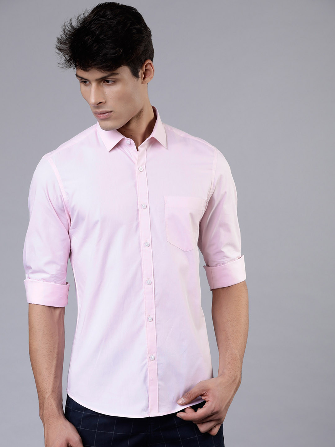 Buy HIGHLANDER Men Pink Slim Fit Solid Casual Shirt - Shirts for Men ...