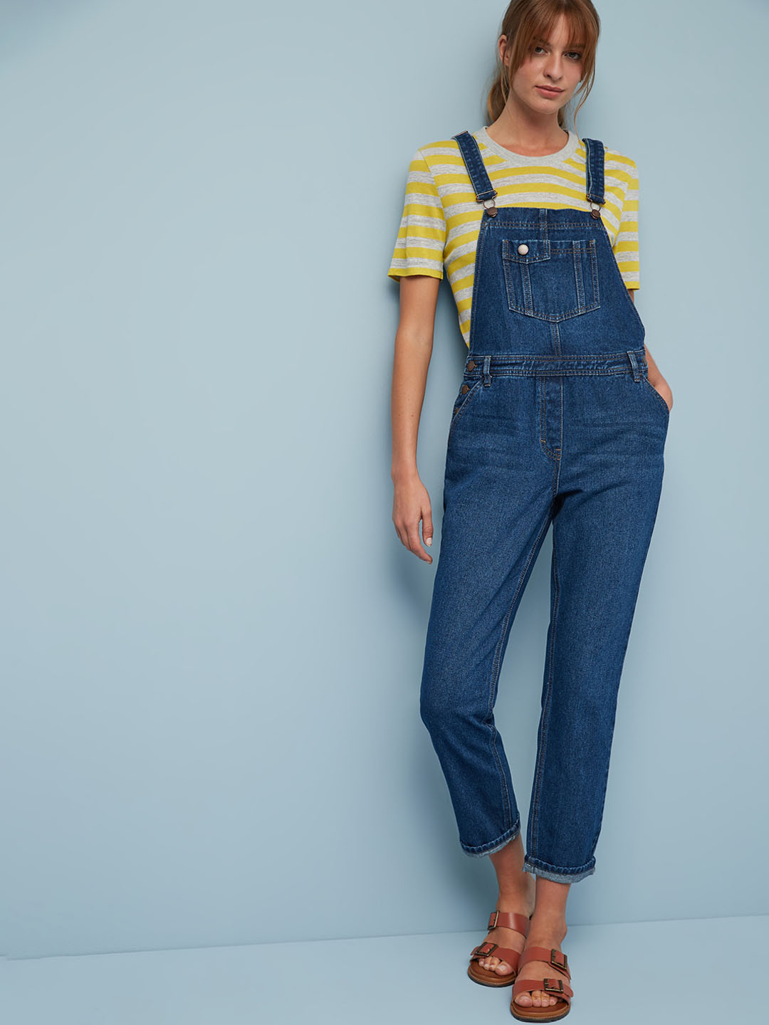 Buy Next Women Blue Solid Denim Dungarees - Dungarees for Women ...