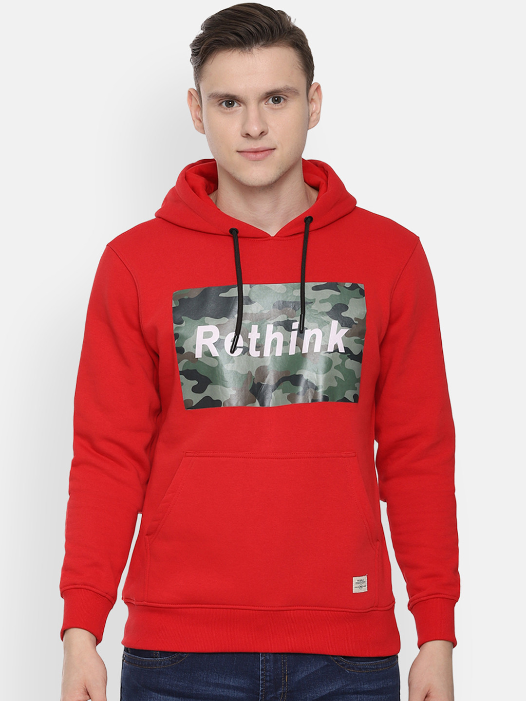 Buy People Men Red Printed Hooded Sweatshirt - Sweatshirts for Men ...