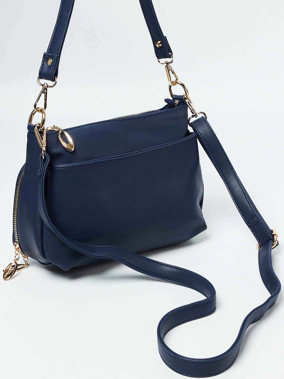 Buy CODE By Lifestyle Navy Blue Solid Handheld Bag - Handbags for Women ...