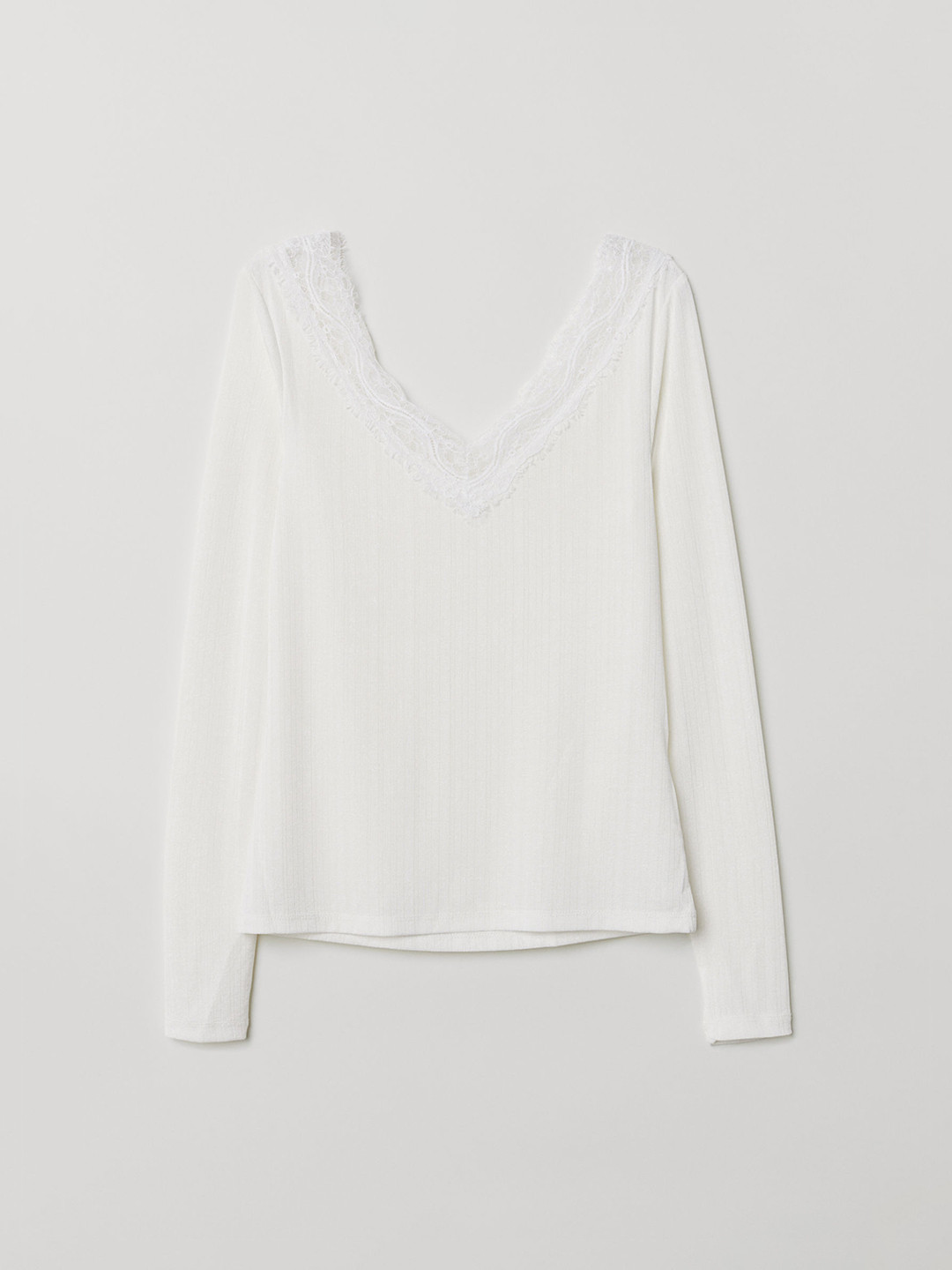 Buy H&M Women White Solid Top With Lace Details - Tops for Women ...