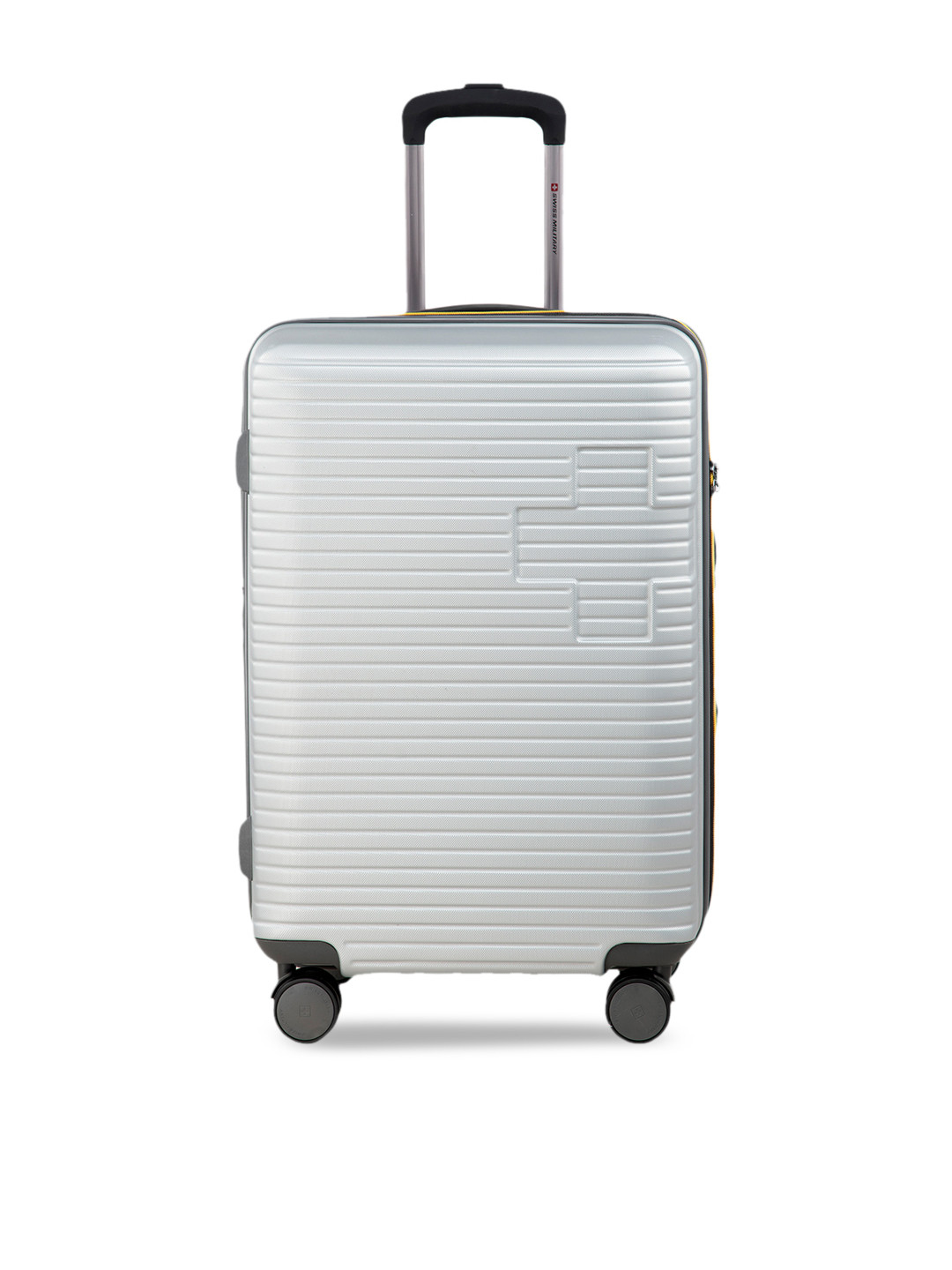 Buy Swiss Military Unisex Silver Solid Textured Medium Size Trolley Bag ...