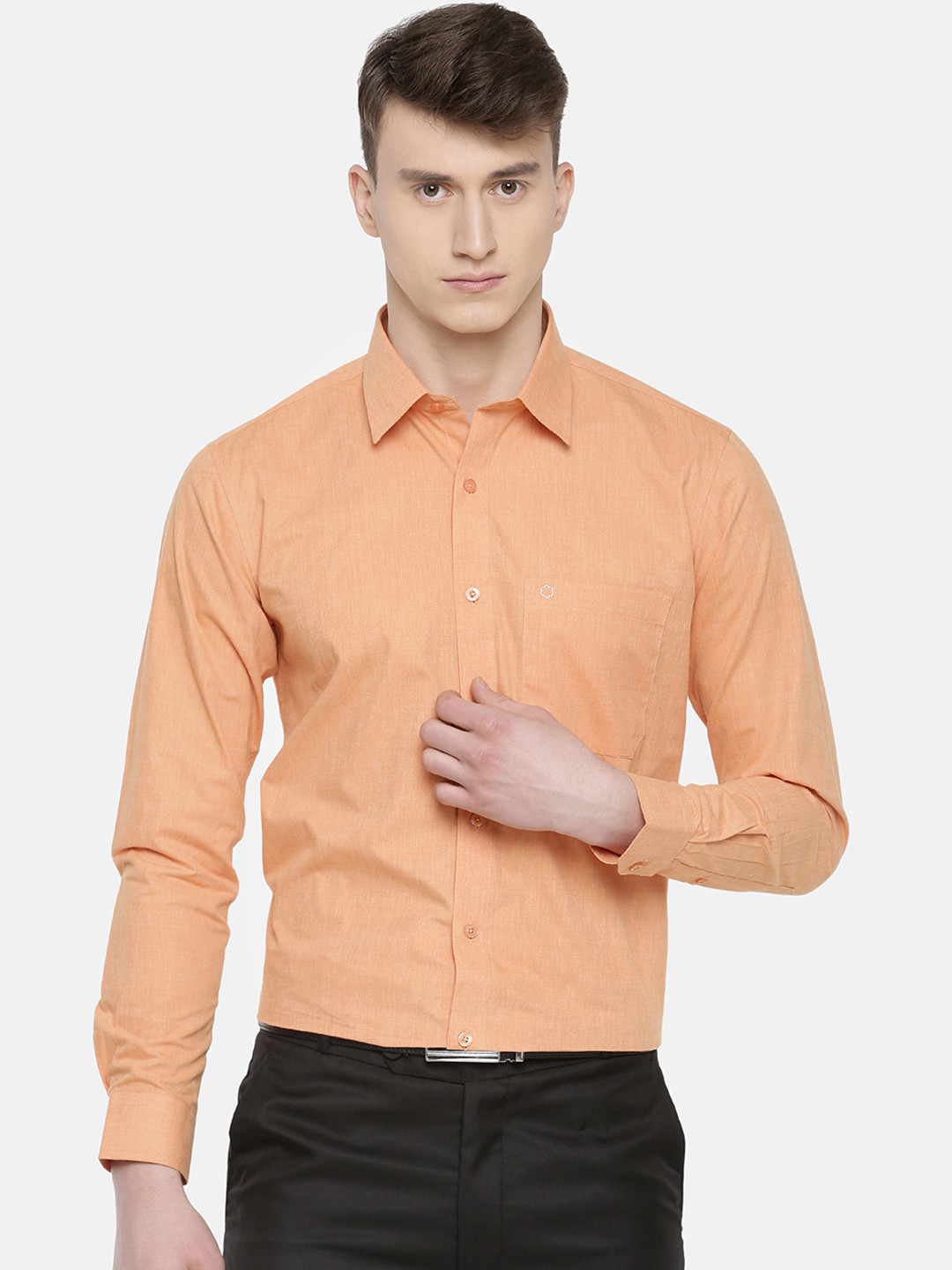 Buy Jansons Men Orange Regular Fit Solid Formal Shirt - Shirts for Men ...