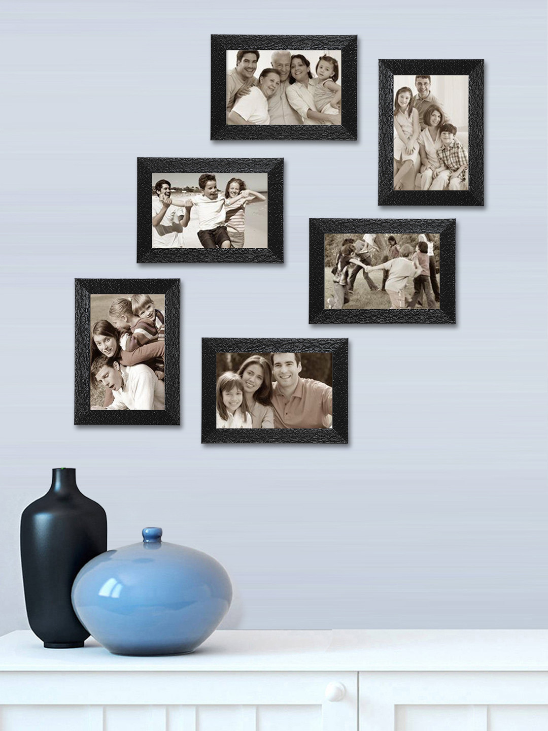 Buy SWADESHI STUFF Set Of 6 Black MDF Wall Photo Frames - Photo Frames ...