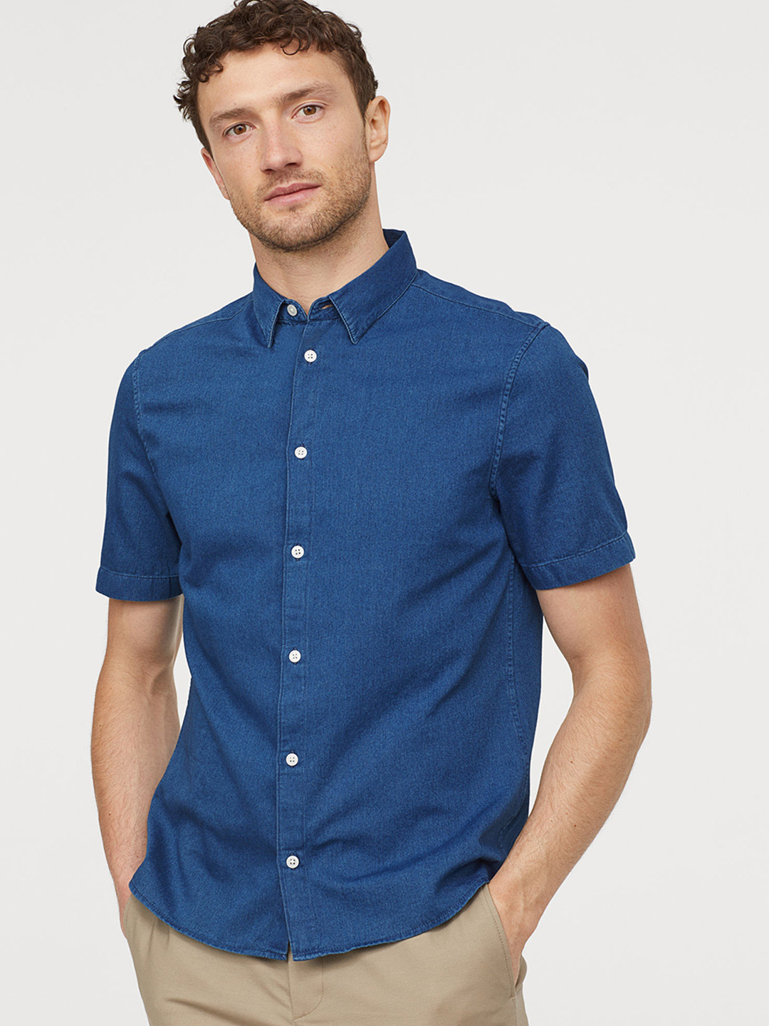 Buy H M Men Blue Solid Denim Shirt Slim Fit Shirts For Men 10382283 Buy H M Men Blue Solid Denim Shirt Slim Fit Shirts For Men 10382283