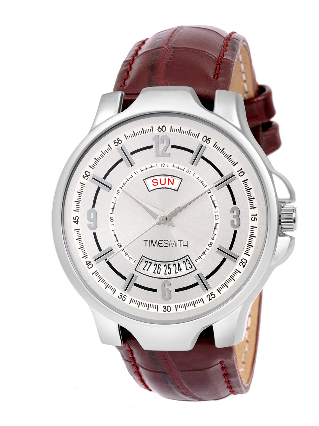 Buy TIMESMITH Men White & Steel Toned Leather Analogue Watch TSC 081 ...
