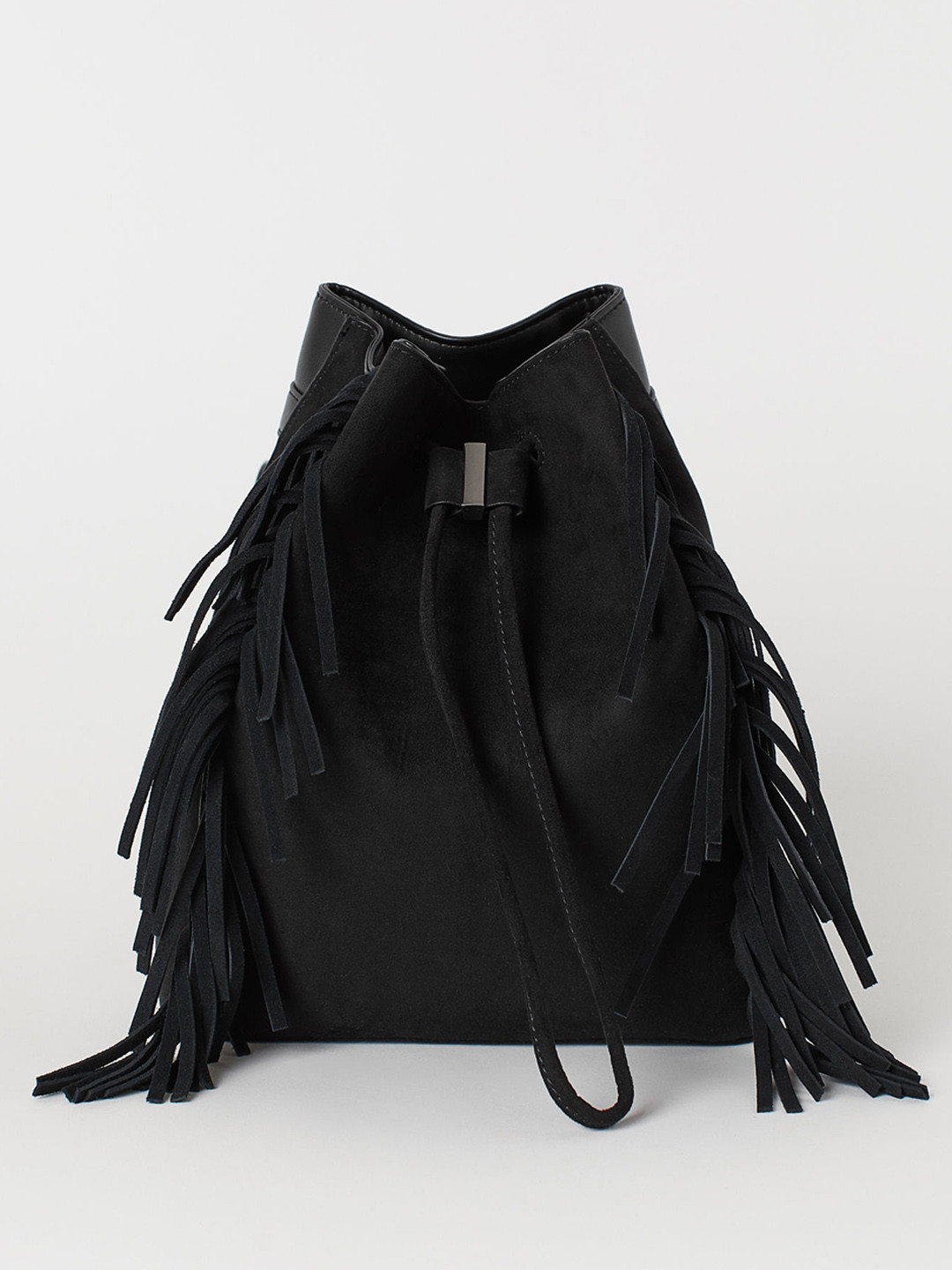 Buy H&M Women Black Solid Small Backpack With Fringing - Backpacks for ...