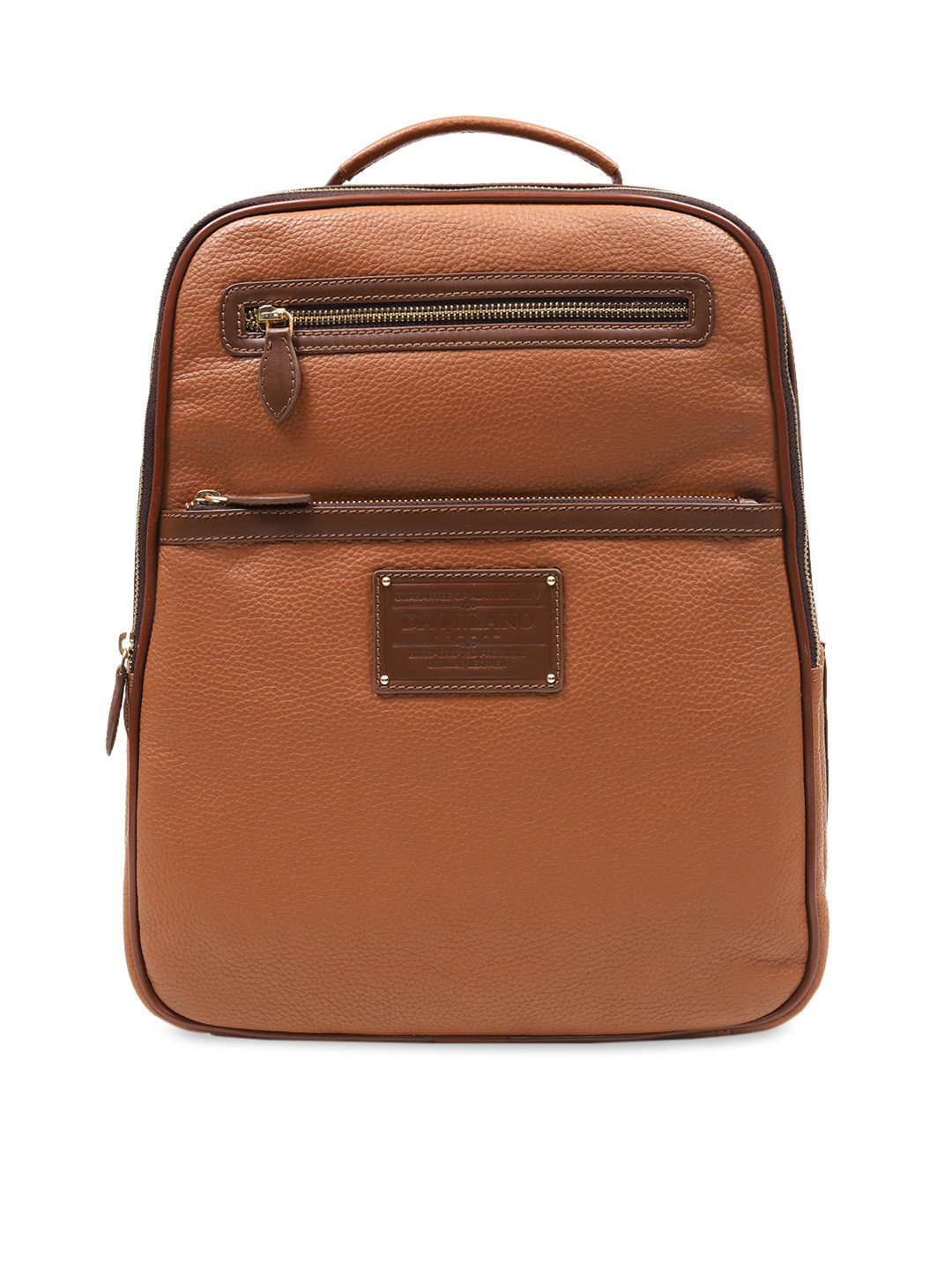 Buy Da Milano Unisex Brown Solid Leather Backpack - Backpacks for ...