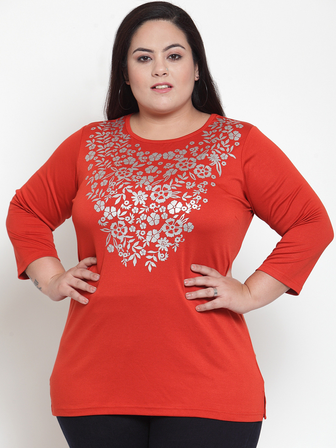 Buy PlusS Women Red Printed Pure Cotton Top - Tops for Women 10626146 ...