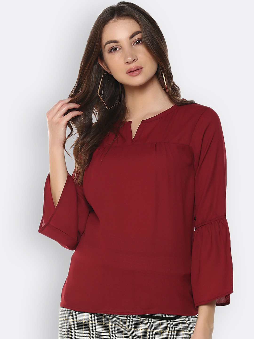 Buy Mayra Women Maroon Solid A Line Top - Tops for Women 10636614 | Myntra
