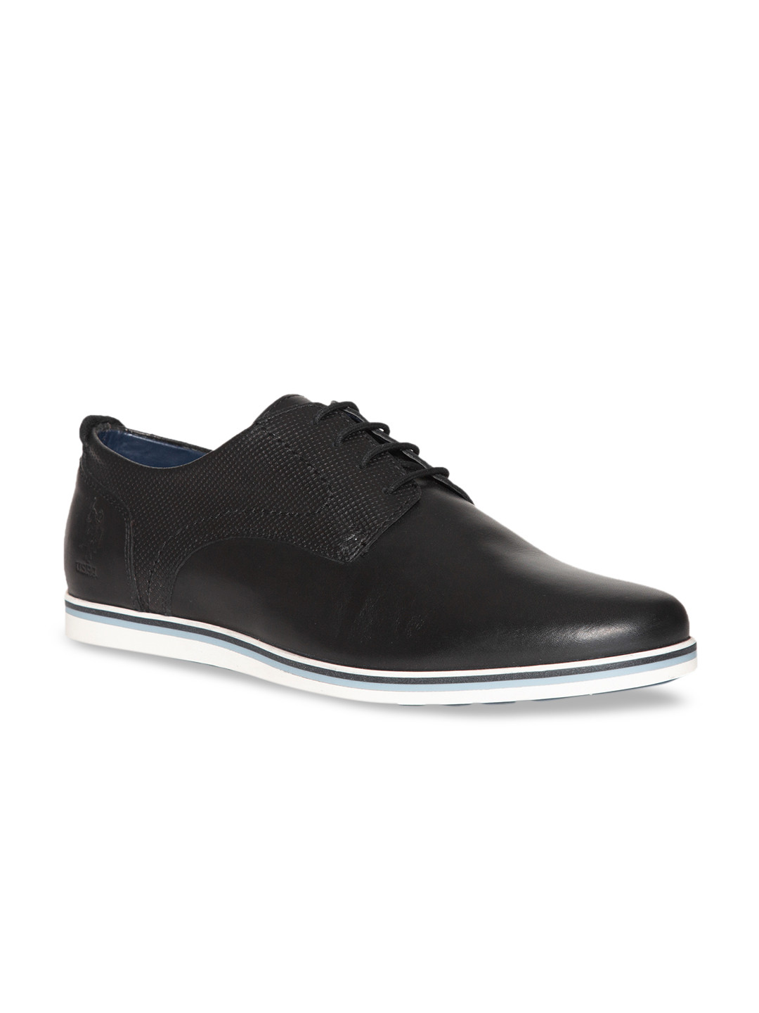 Buy U.S. Polo Assn. Men Black Solid Leather Formal Derbys - Casual ...