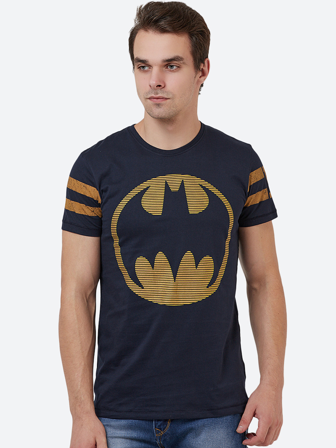Buy Free Authority Men Navy Blue Batman Printed T Shirt - Tshirts for ...