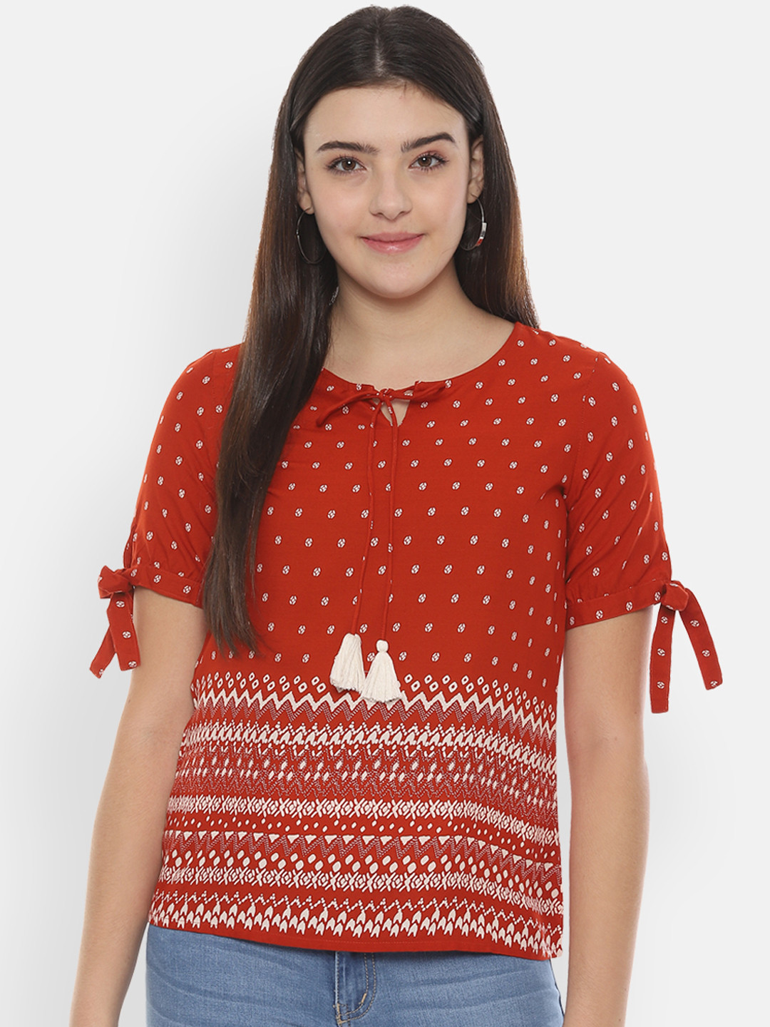 Buy People Women Red Printed Top - Tops for Women 10663402 | Myntra