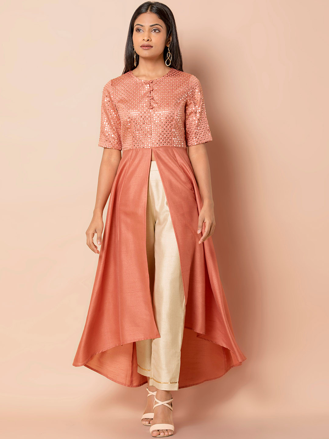 Buy INDYA Pink Embroidered High Low Tunic - Tunics for Women 10670962 ...