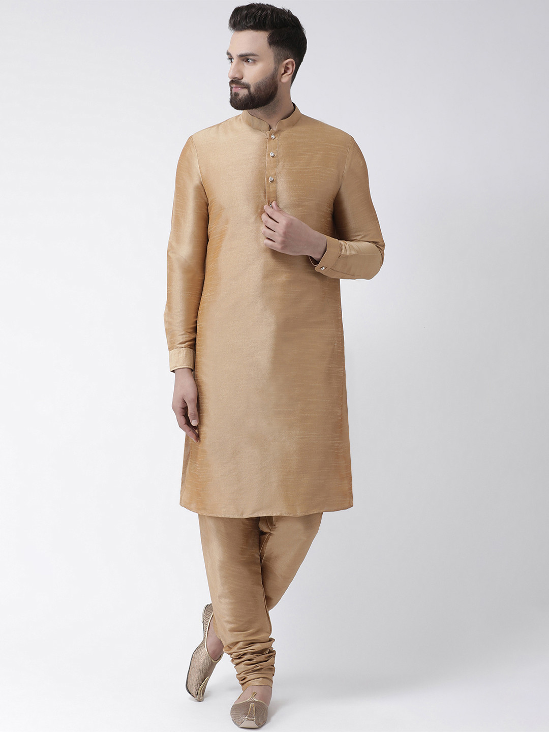 Buy I Know Men Gold Coloured Solid Straight Kurta - Kurtas for Men ...