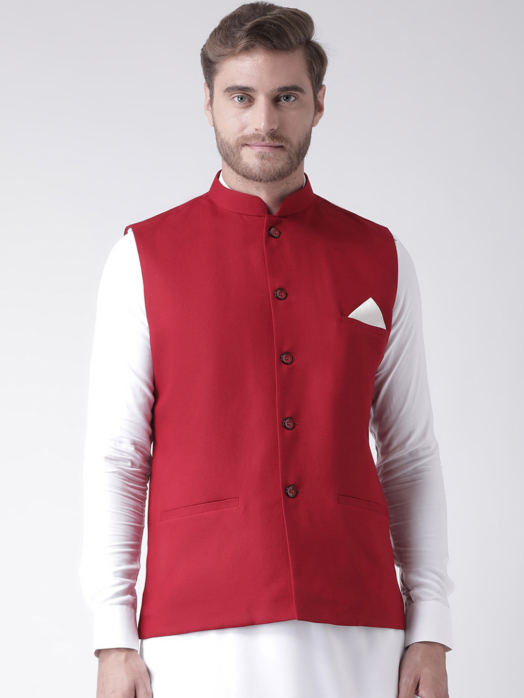 Buy DEYANN Men Red Solid Nehru Jacket - Nehru Jackets for Men 10686198 ...