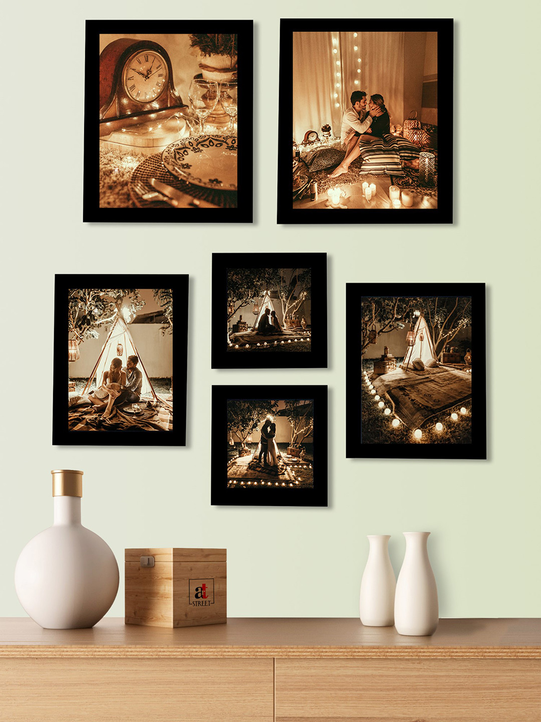 Buy Art Street Set Of 6 Black Solid Individual Photo Frames - Photo ...