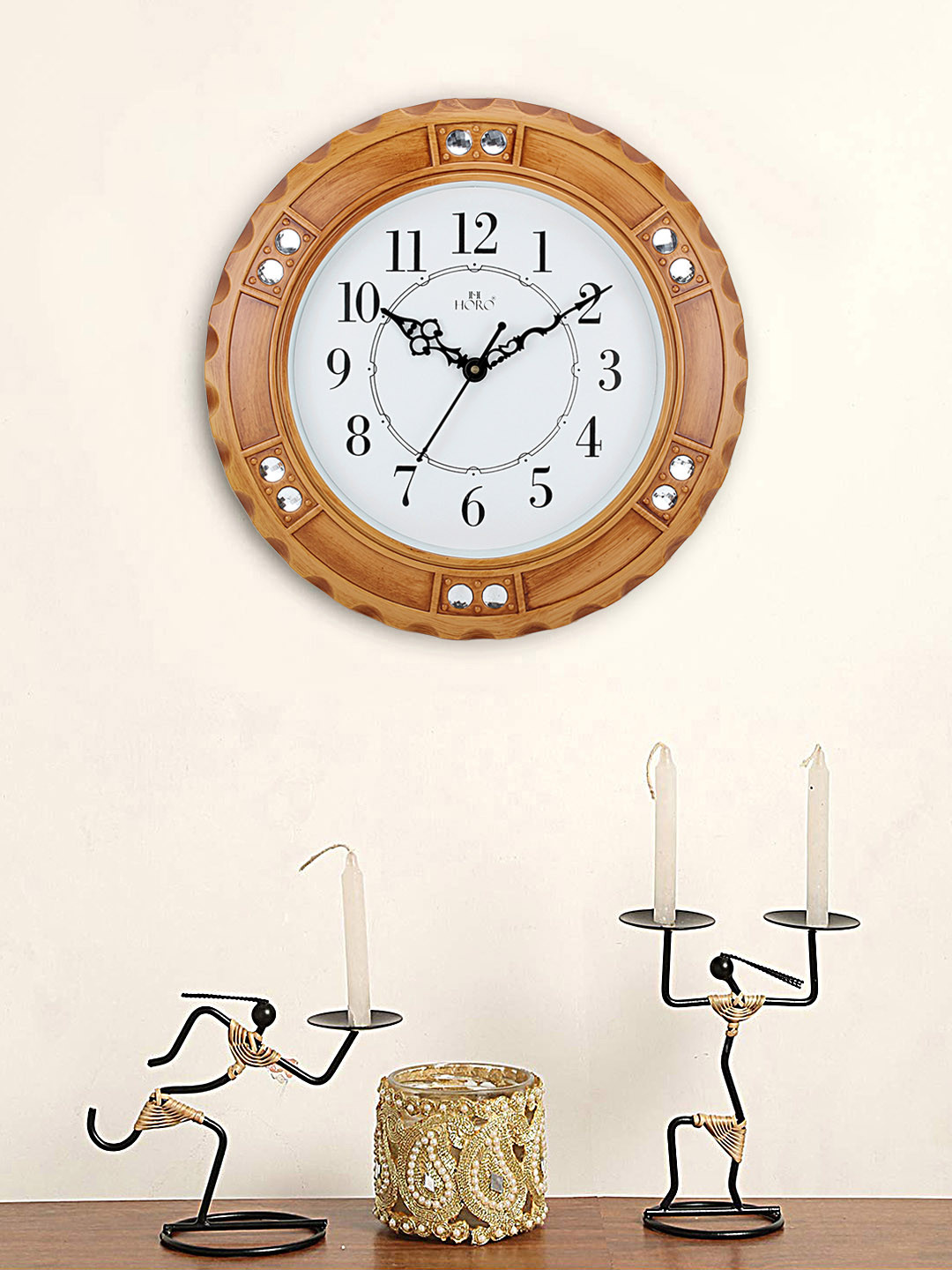 Buy Horo White Round Textured Analogue Wall Clock - Clocks for Unisex ...