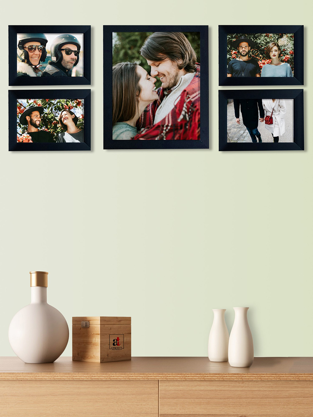 Buy Art Street Set Of 5 Black Solid Individual Photo Frames - Photo ...