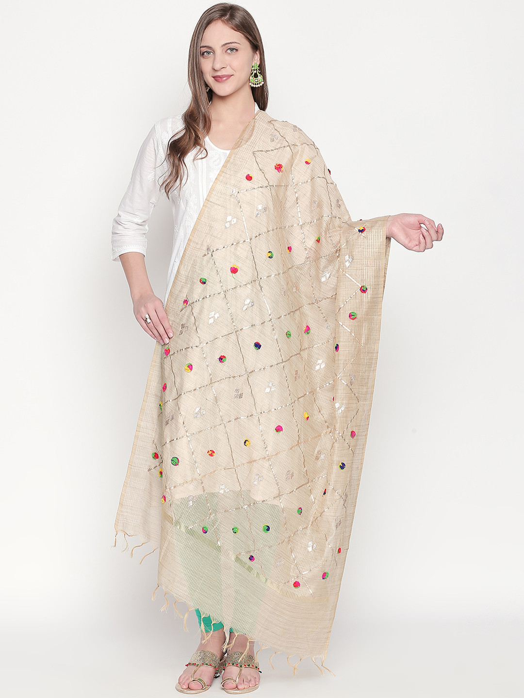 Buy Dupatta Bazaar Golden Coloured Embroidered Dupatta - Dupatta for ...
