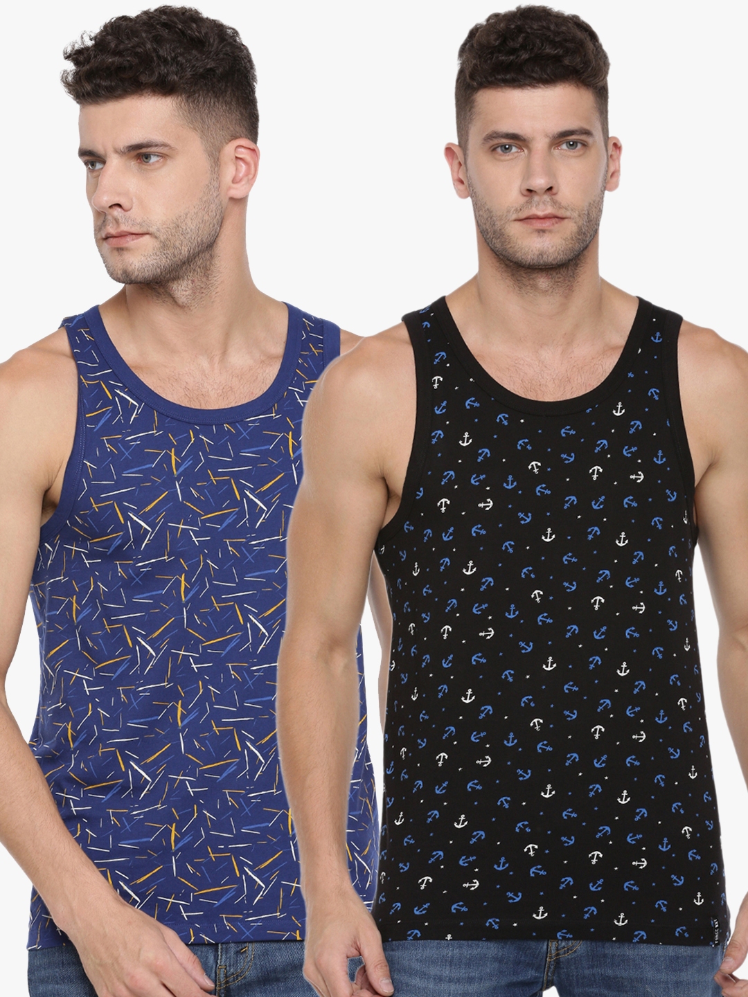 Buy Force Nxt Pack Of 2 Printed Super Combed Cotton Tank Vests