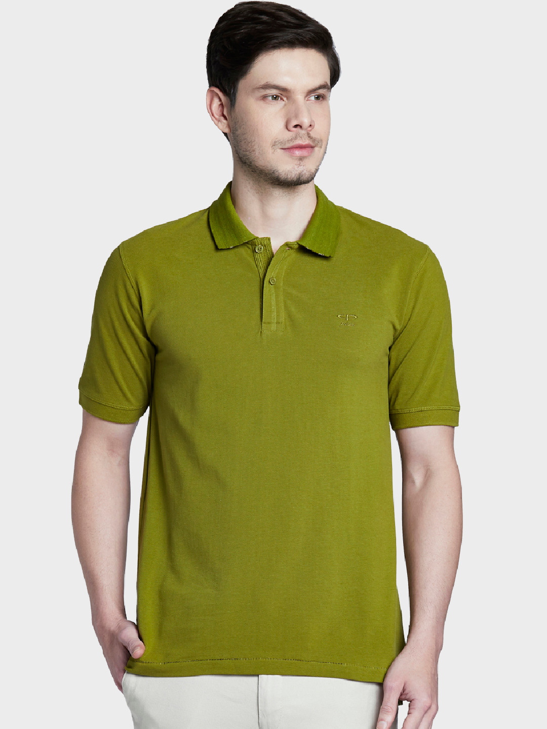 Buy ColorPlus Men Green Solid Polo Collar T Shirt - Tshirts for Men ...