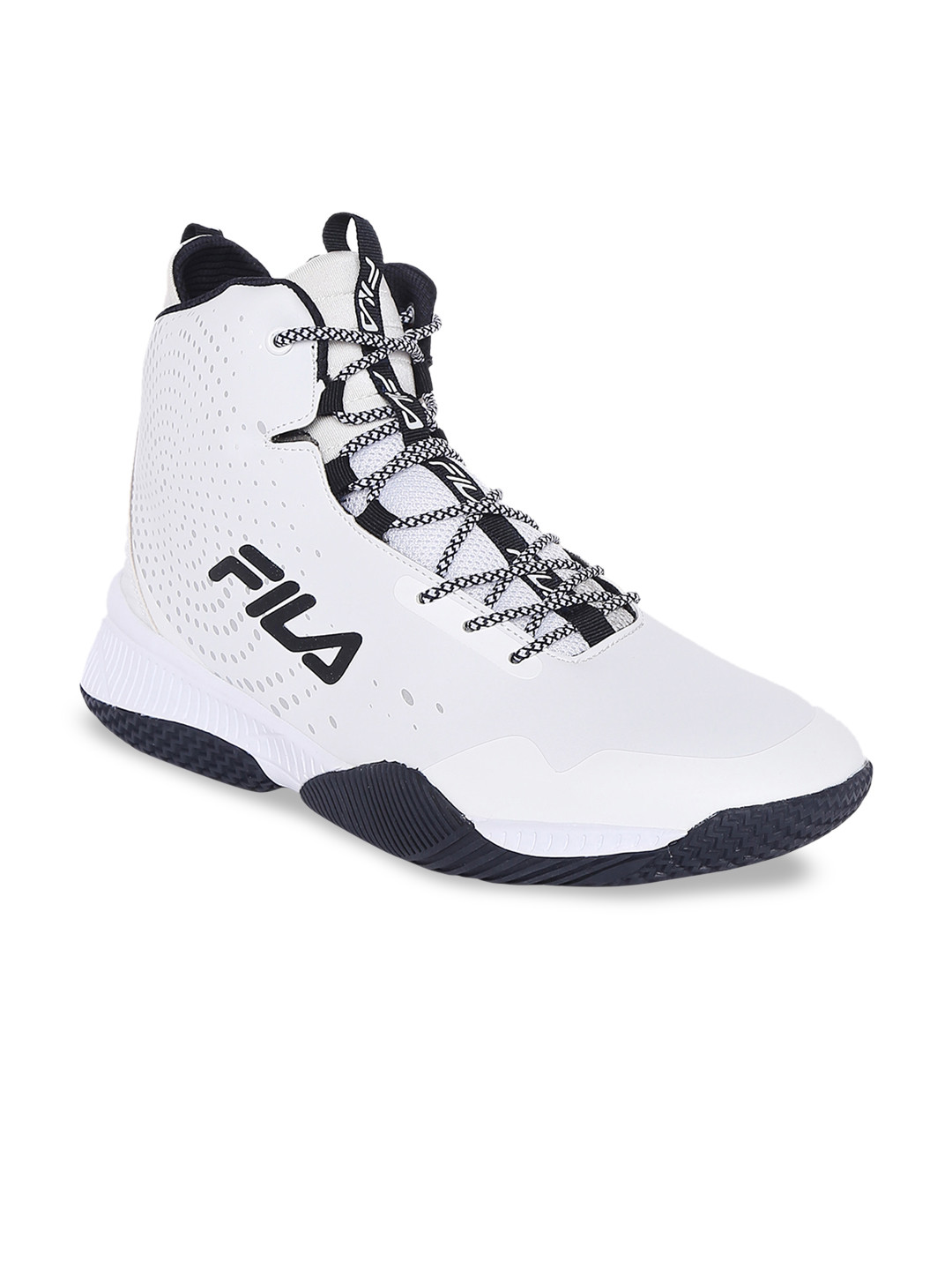 Buy FILA Men White Synthetic Mid Top TRI V HIGH Basketball Shoes ...
