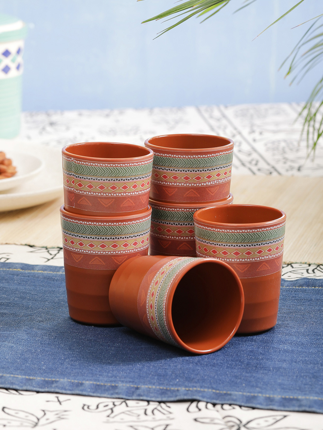 Buy Servewell Brown 6 Pieces Printed Melamine Glasses Set - Water Glass ...