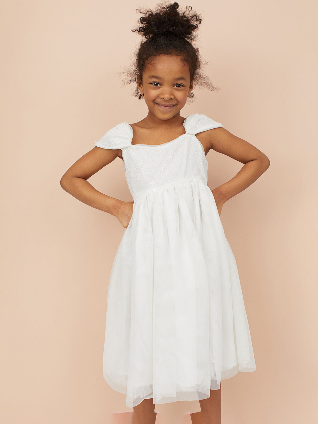 Buy H&M Girls White Tulle Dress With Sequins - Dresses for Girls ...