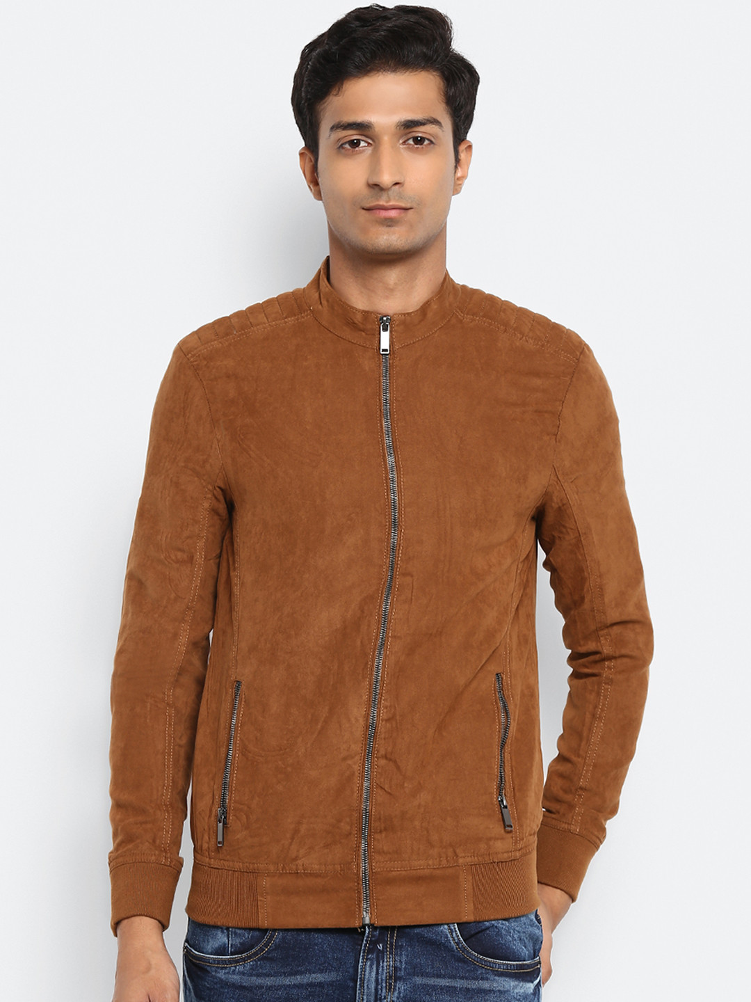 Buy Mufti Men Brown Solid Bomber Jacket - Jackets for Men 10580394 | Myntra