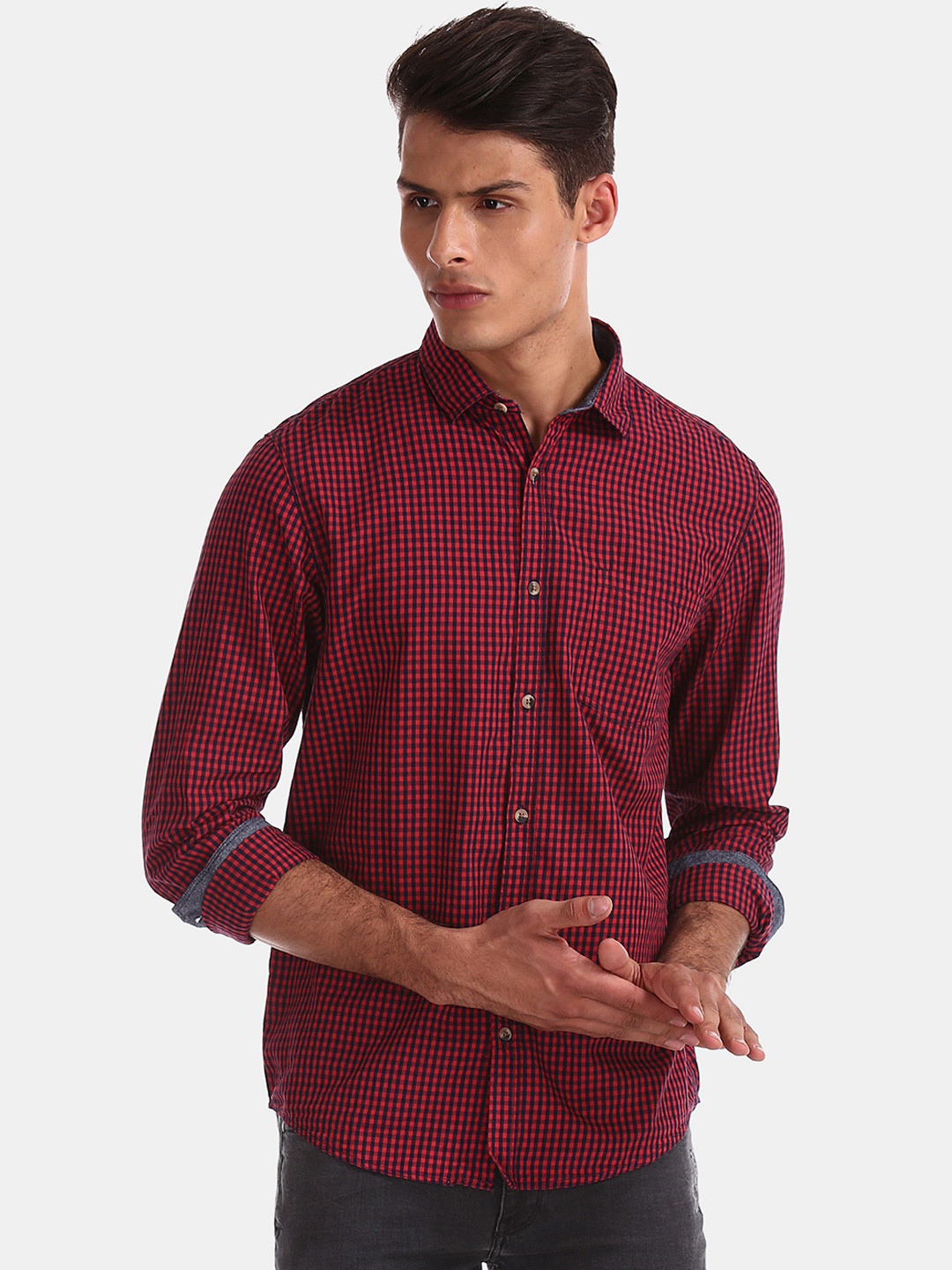 Buy Ruggers Men Red Regular Fit Checked Casual Shirt - Shirts for Men ...