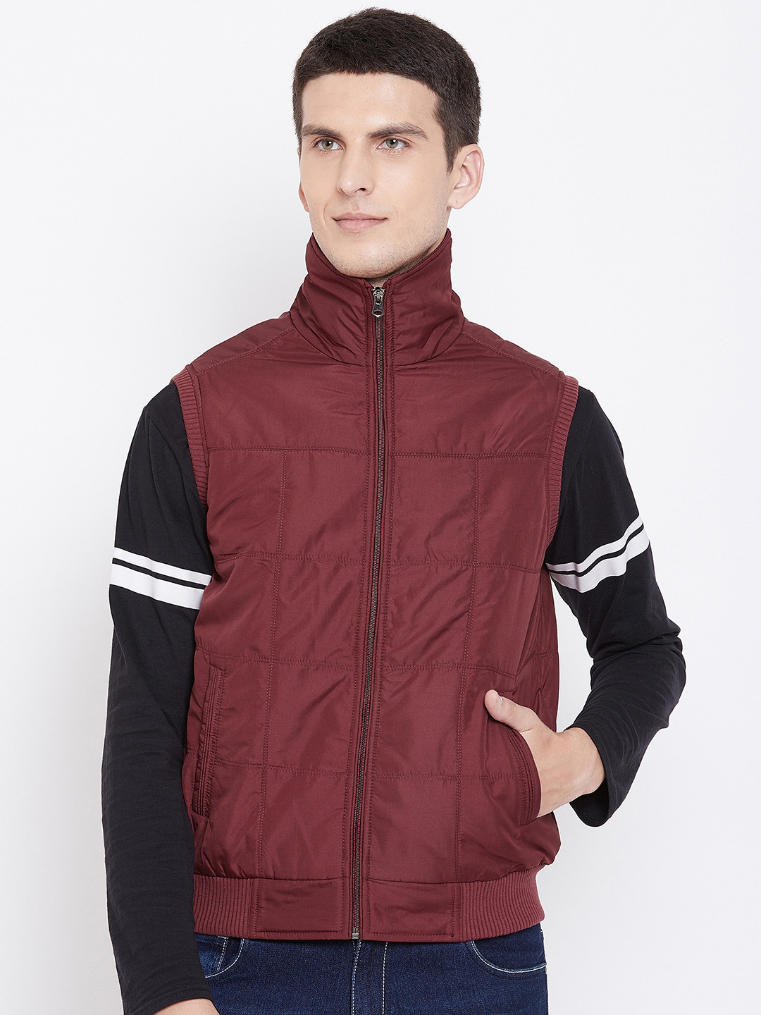 Buy Spirit Men Maroon Solid Padded Jacket - Jackets for Men 10600834 ...