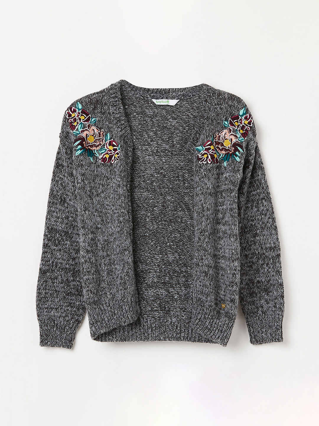 Buy Bossini Girls Charcoal Grey Solid Sweater - Sweaters for Girls ...