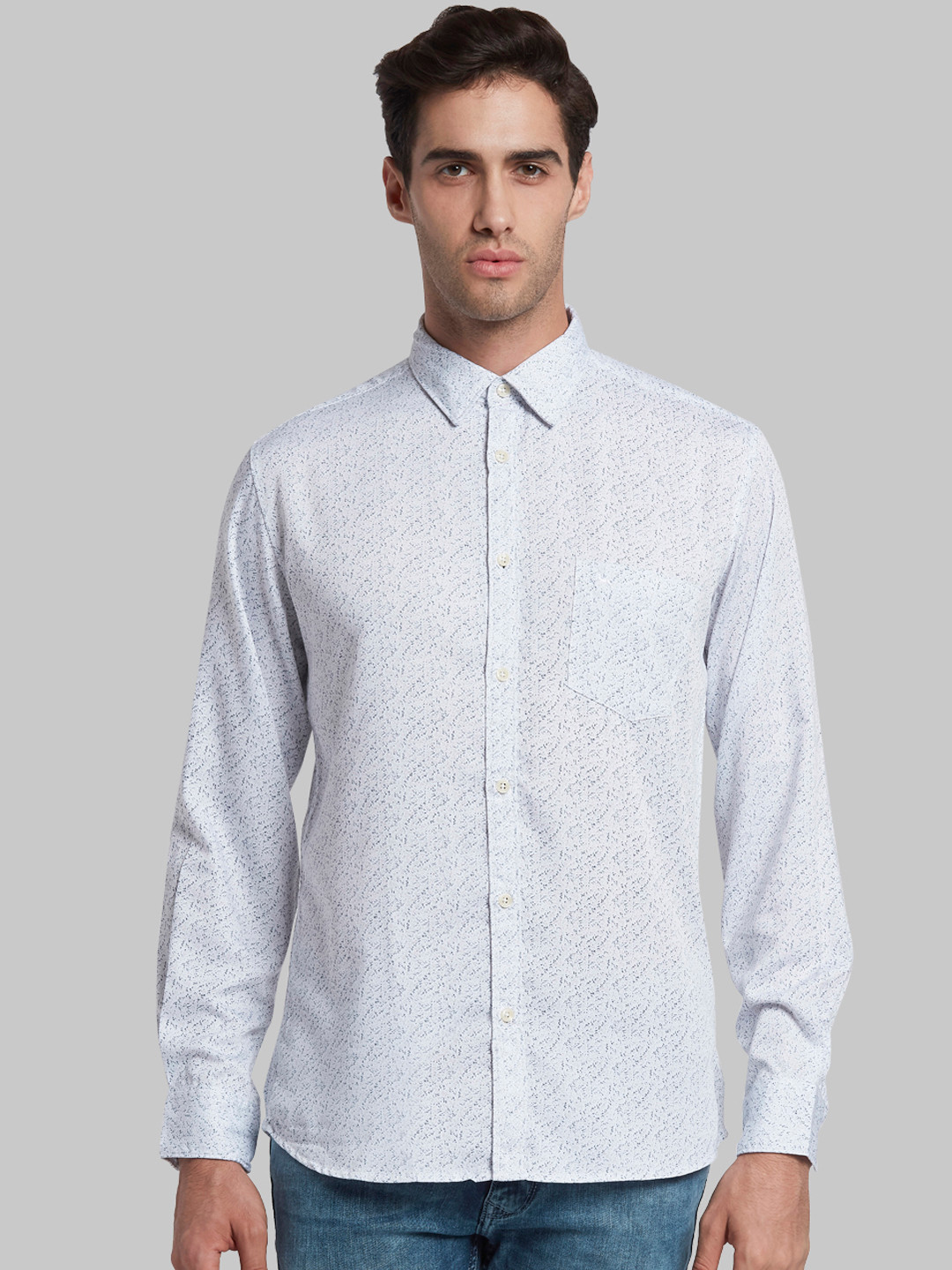 Buy Parx Men White Slim Fit Printed Casual Shirt - Shirts for Men ...