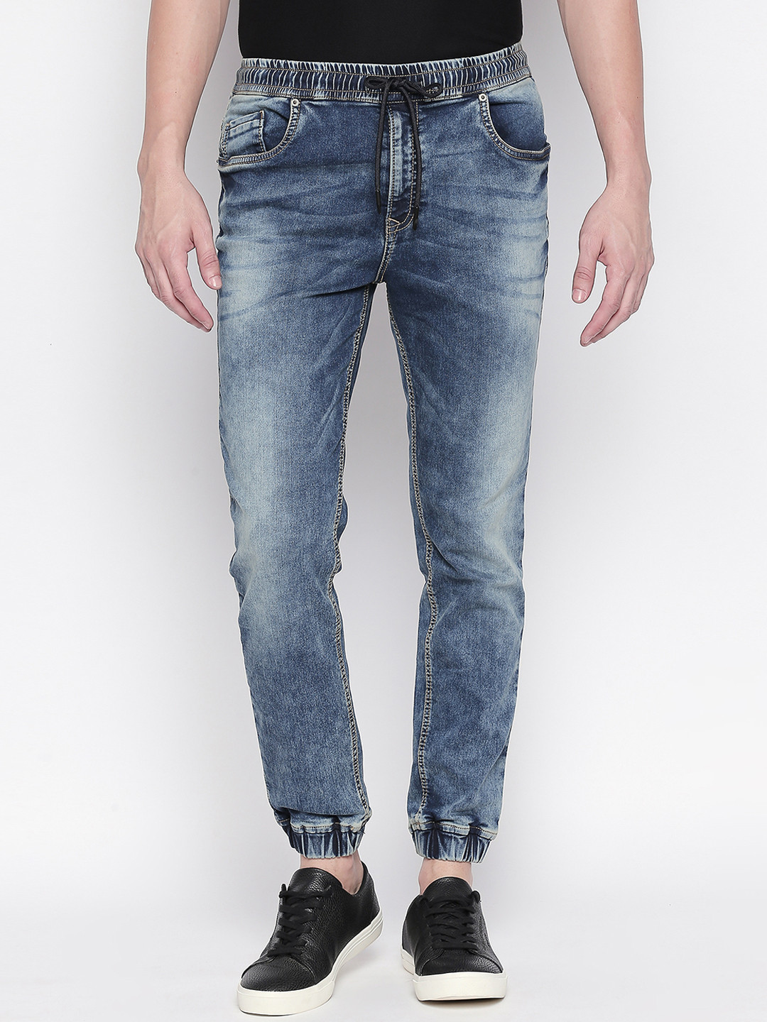 Buy Mufti Men Blue Regular Fit Mid Rise Clean Look Stretchable Jeans ...