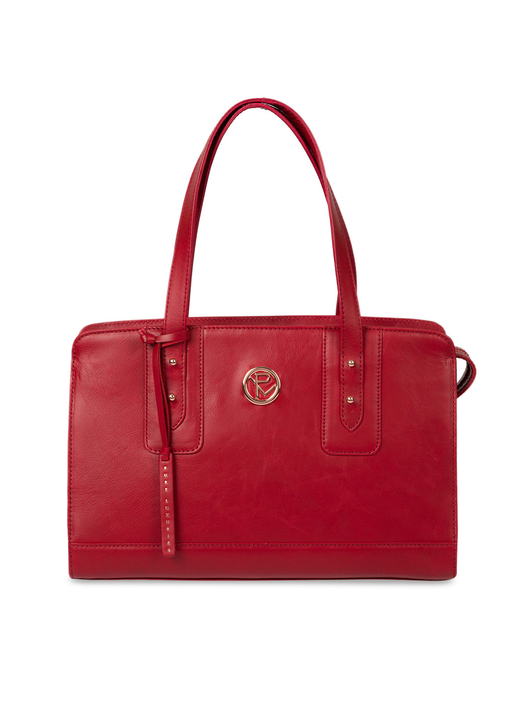 Buy PURE LUXURIES LONDON Red Solid Genuine Leather Klee Handheld Bag ...