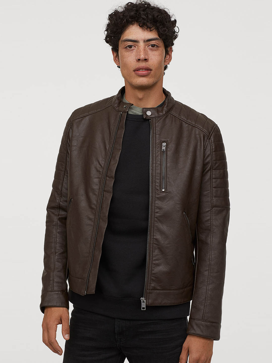 Buy H&M Men Brown Biker Jacket - Jackets for Men 11309982 | Myntra