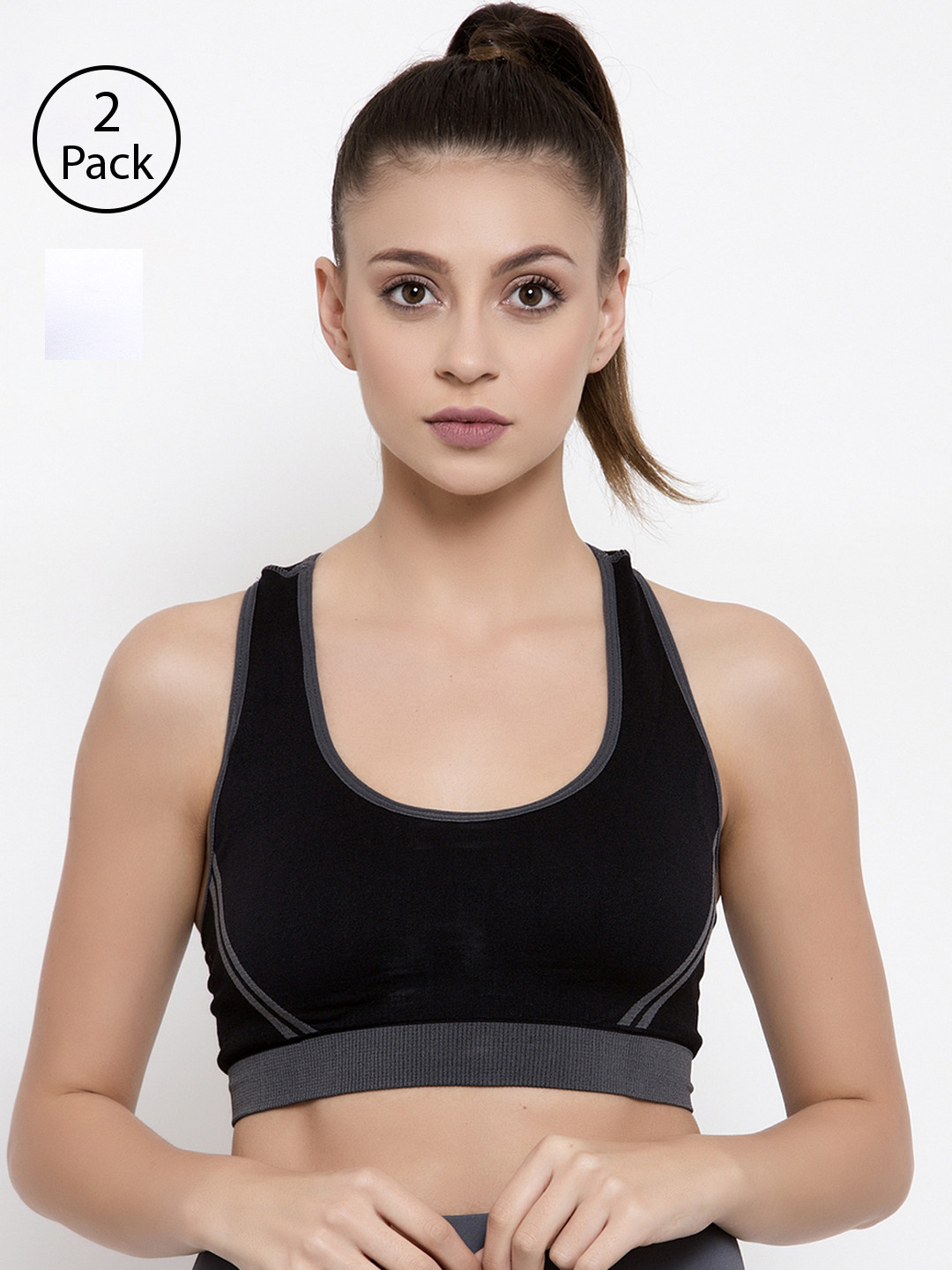 Buy Friskers Pack Of 2 Solid Non Wired Lightly Padded Sports Bras O ...