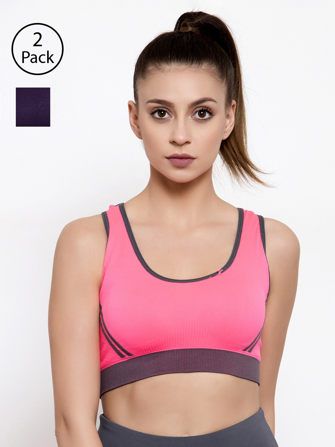 Buy Friskers Pack Of 2 Solid Non Wired Lightly Padded Sports Bras O ...