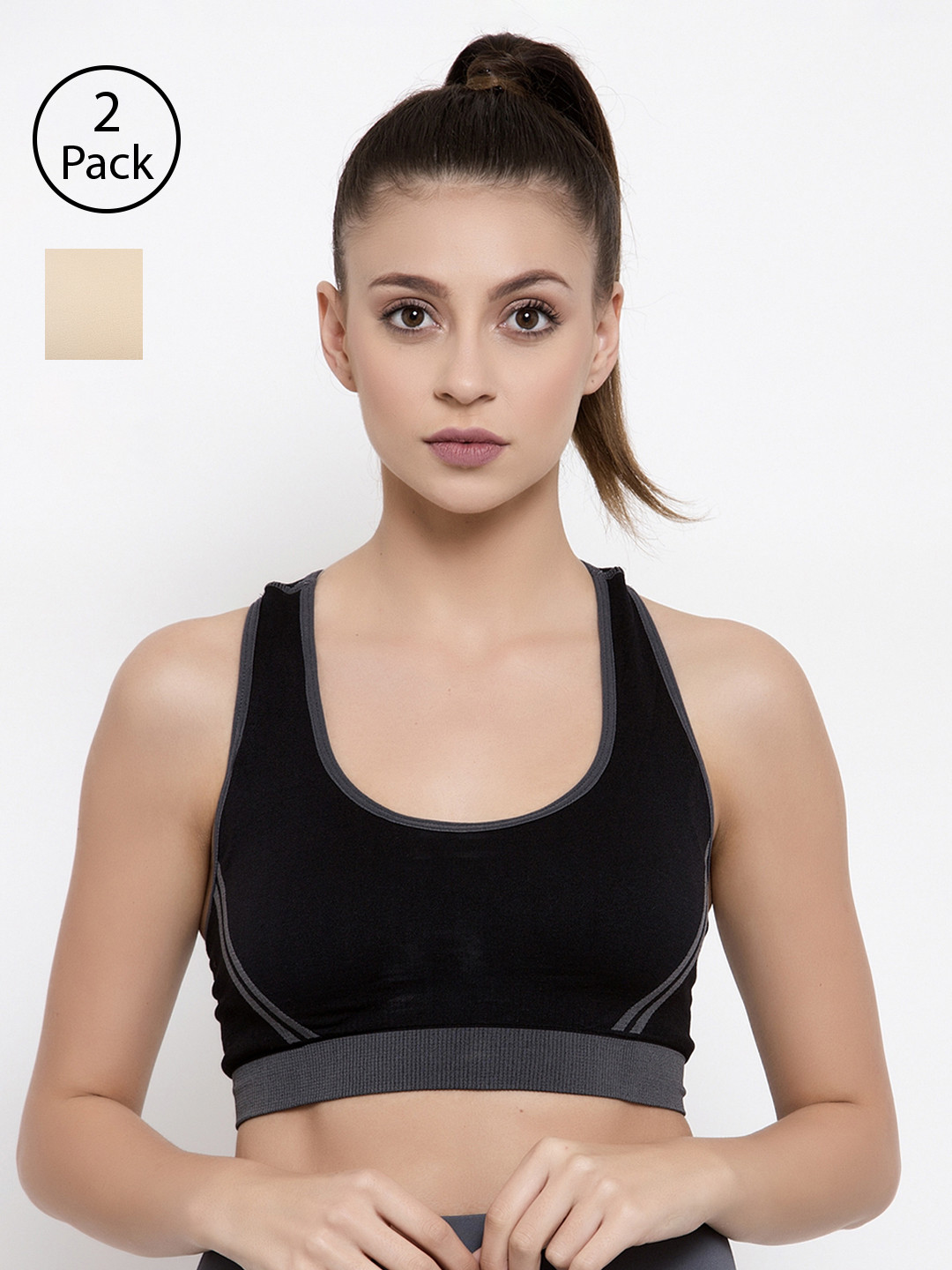 Buy Friskers Pack Of 2 Solid Non Wired Lightly Padded Sports Bras O ...