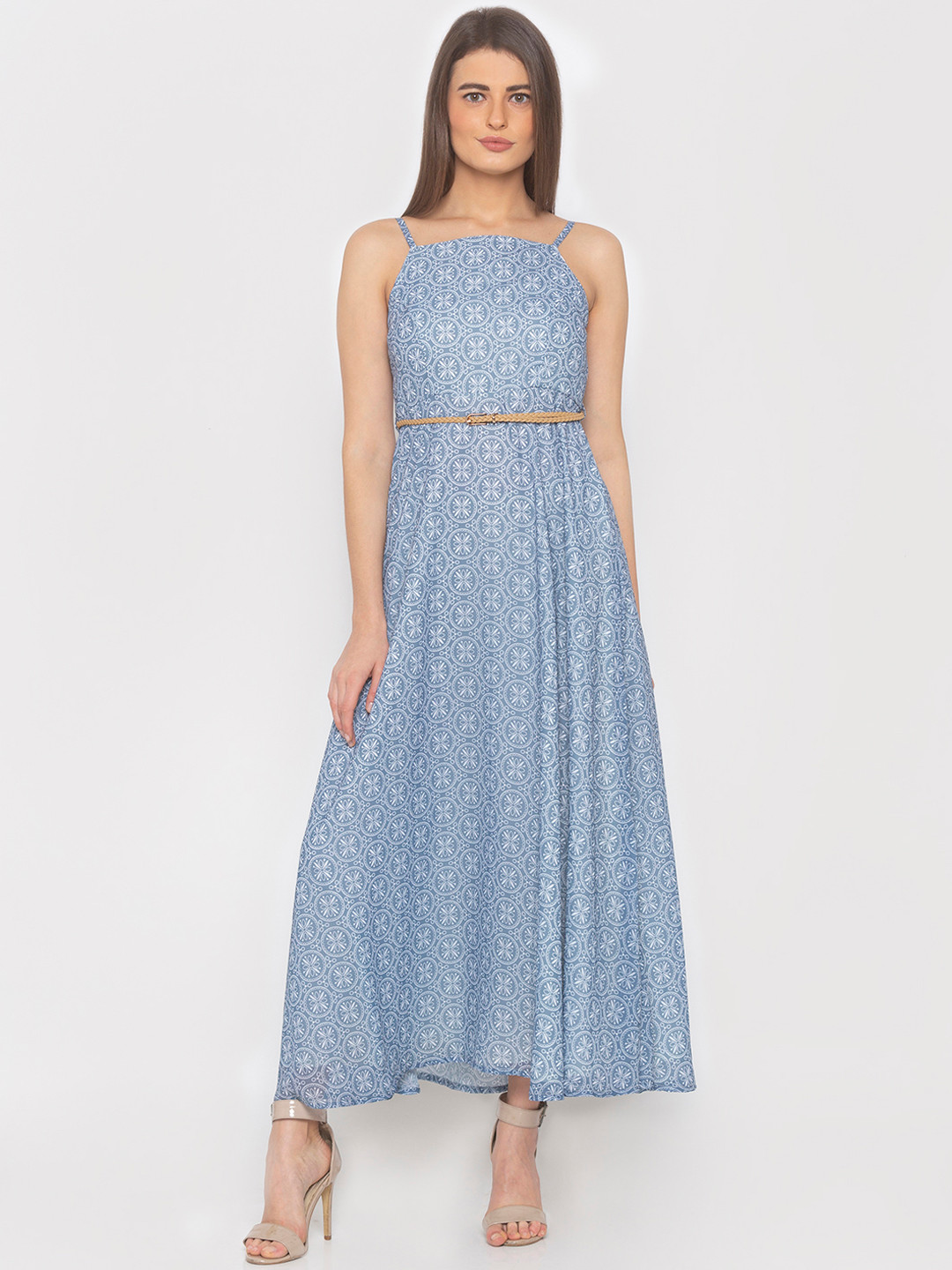 Buy Iti Women Blue Printed Maxi Dress - Dresses for Women 11325394 | Myntra