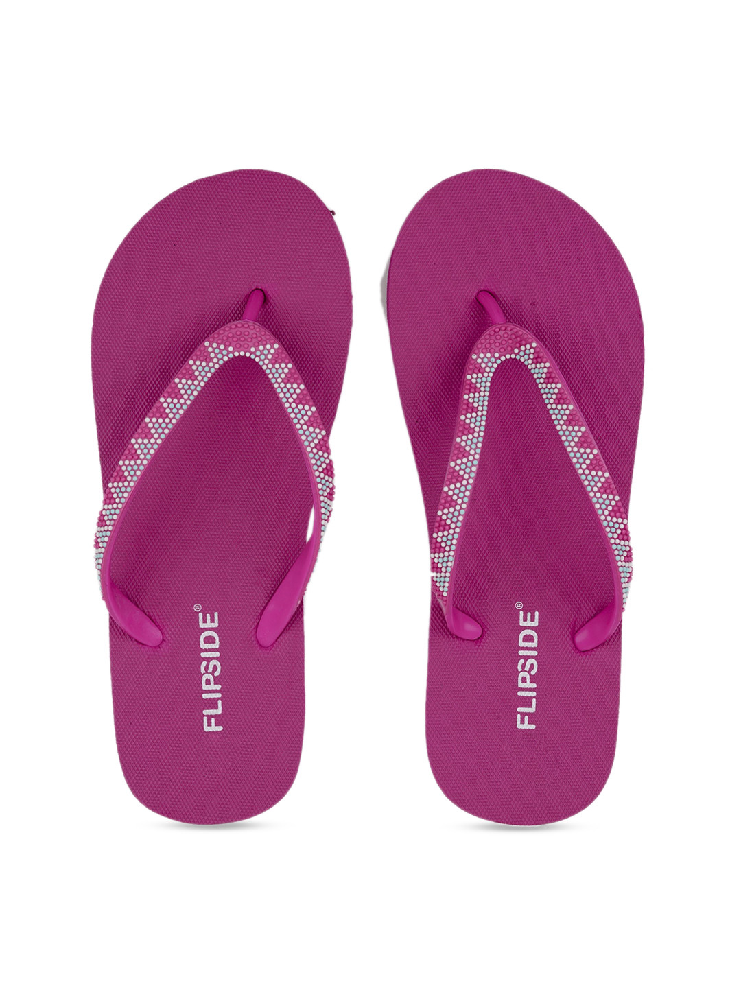 Buy Flipside Women Magenta & White Self Design Thong Flip Flops - Flip ...