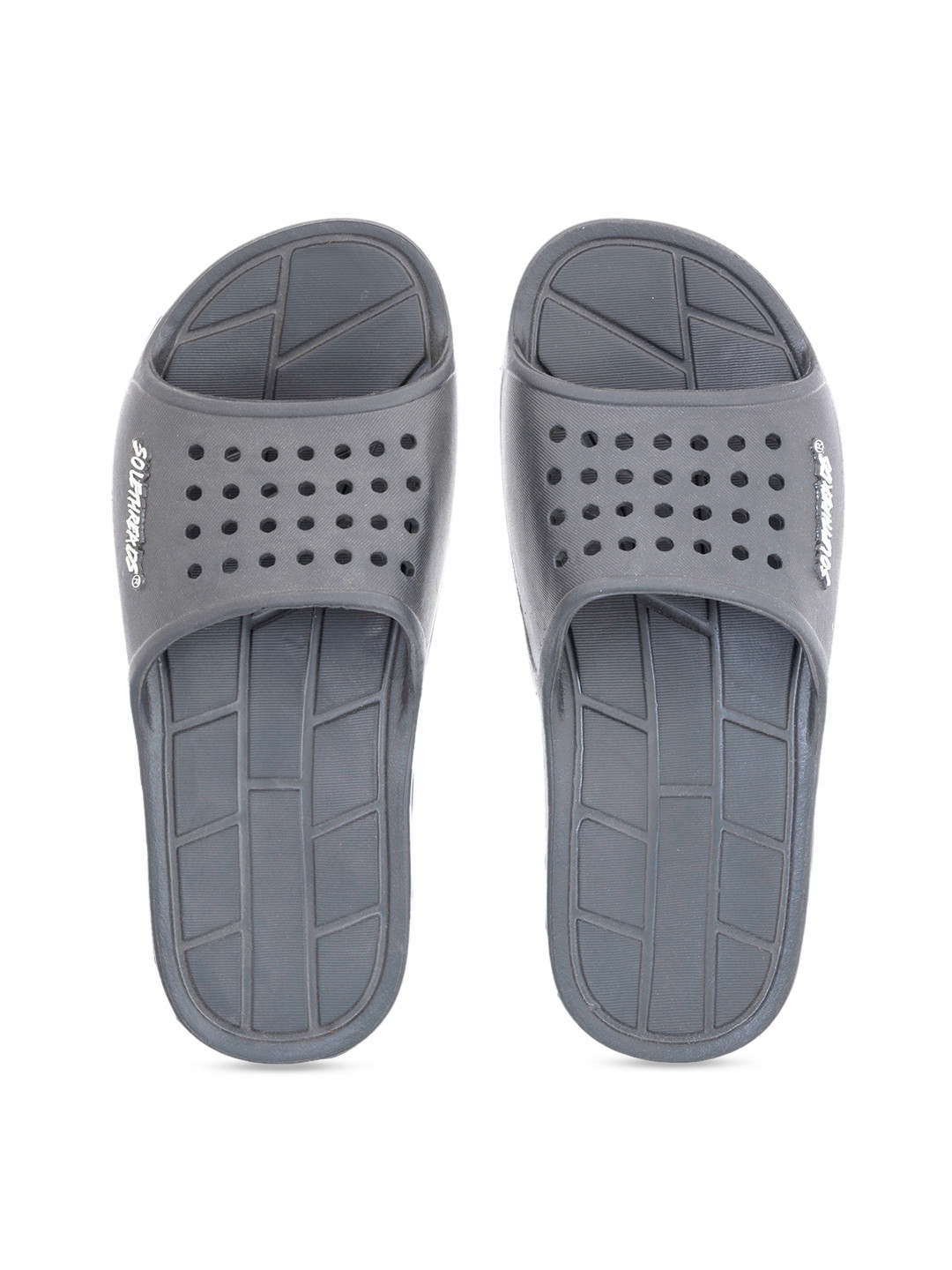 Buy Solethreads Men Grey & White Self Design Sliders - Flip Flops for ...