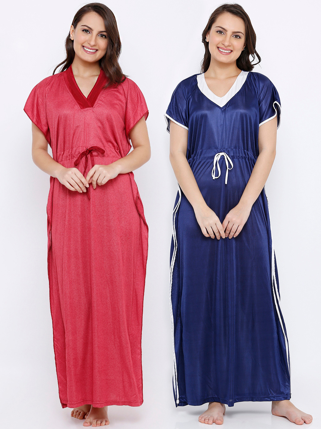 Buy Pretty Awesome Pack Of 2 Solid Nightdresses - Nightdress for Women ...