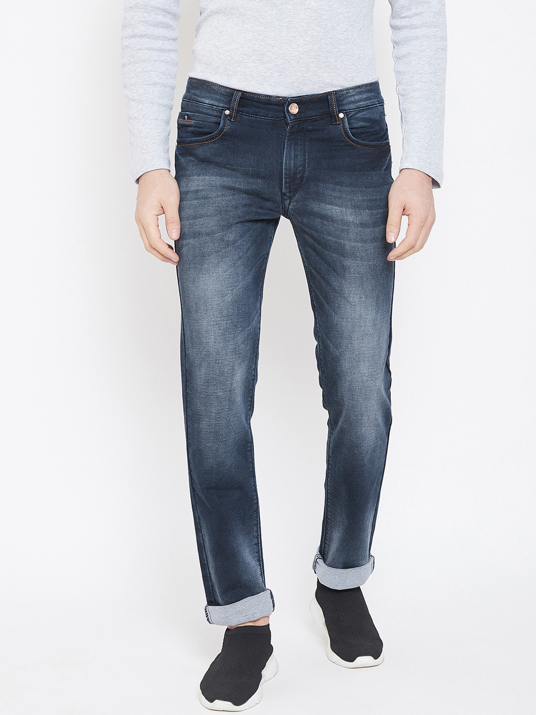 Buy Duke Men Blue Regular Fit Mid Rise Clean Look Stretchable Jeans ...