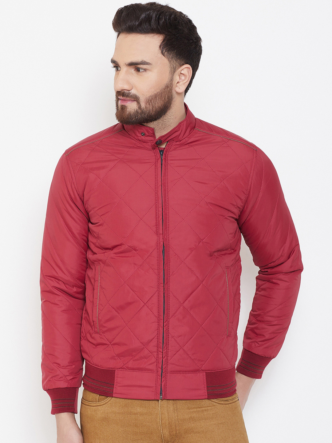 Buy Spirit Men Red Solid Padded Jacket - Jackets for Men 11358284 | Myntra