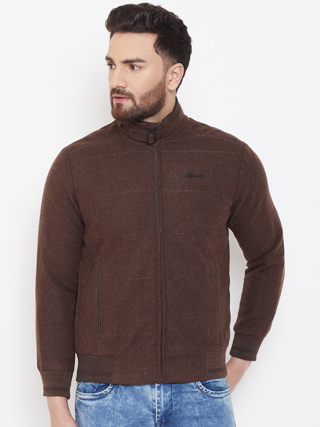 Buy Spirit Men Coffee Brown Solid Padded Jacket - Jackets for Men ...