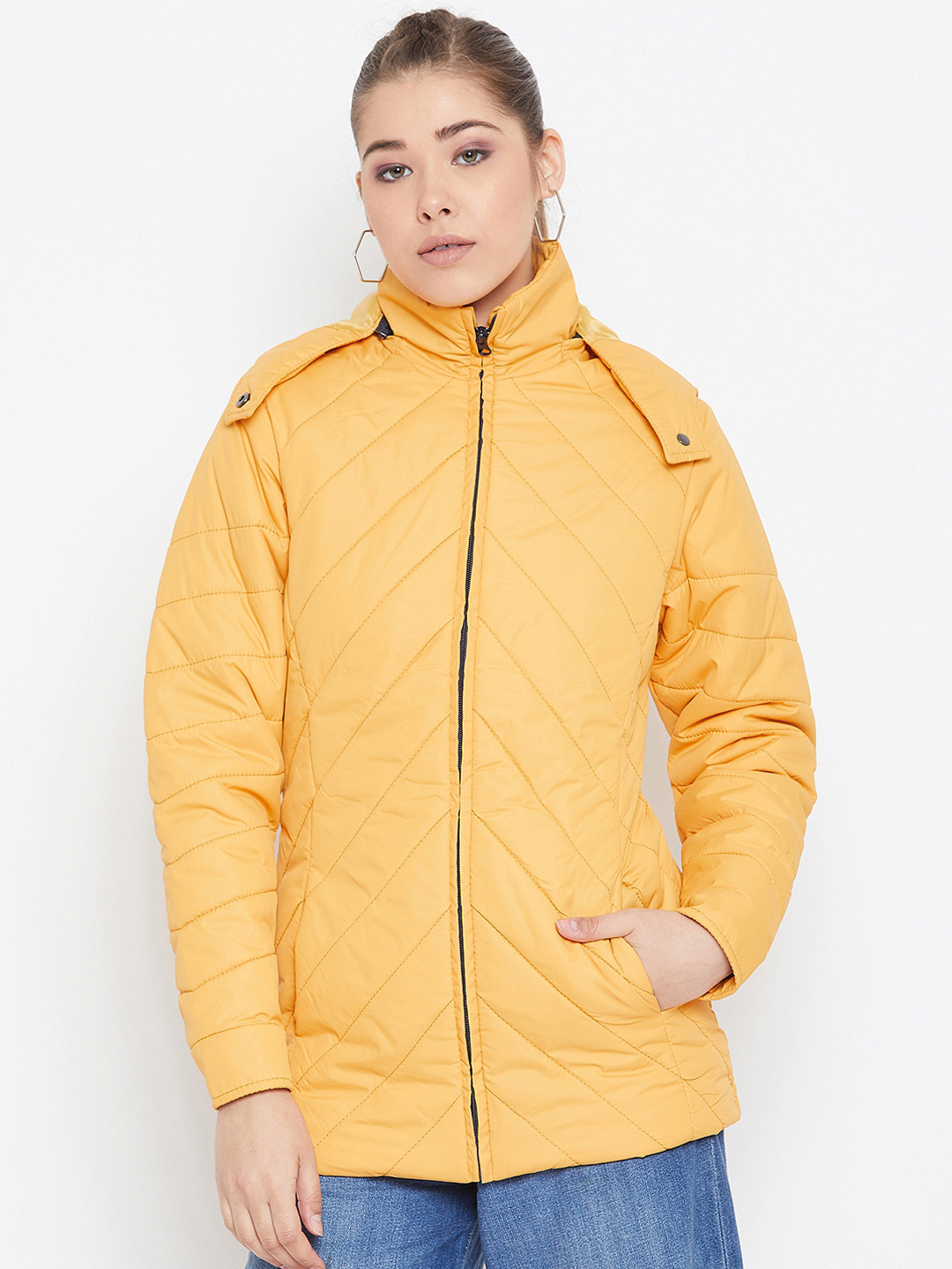 Buy Spirit Women Yellow Solid Padded Jacket - Jackets for Women ...